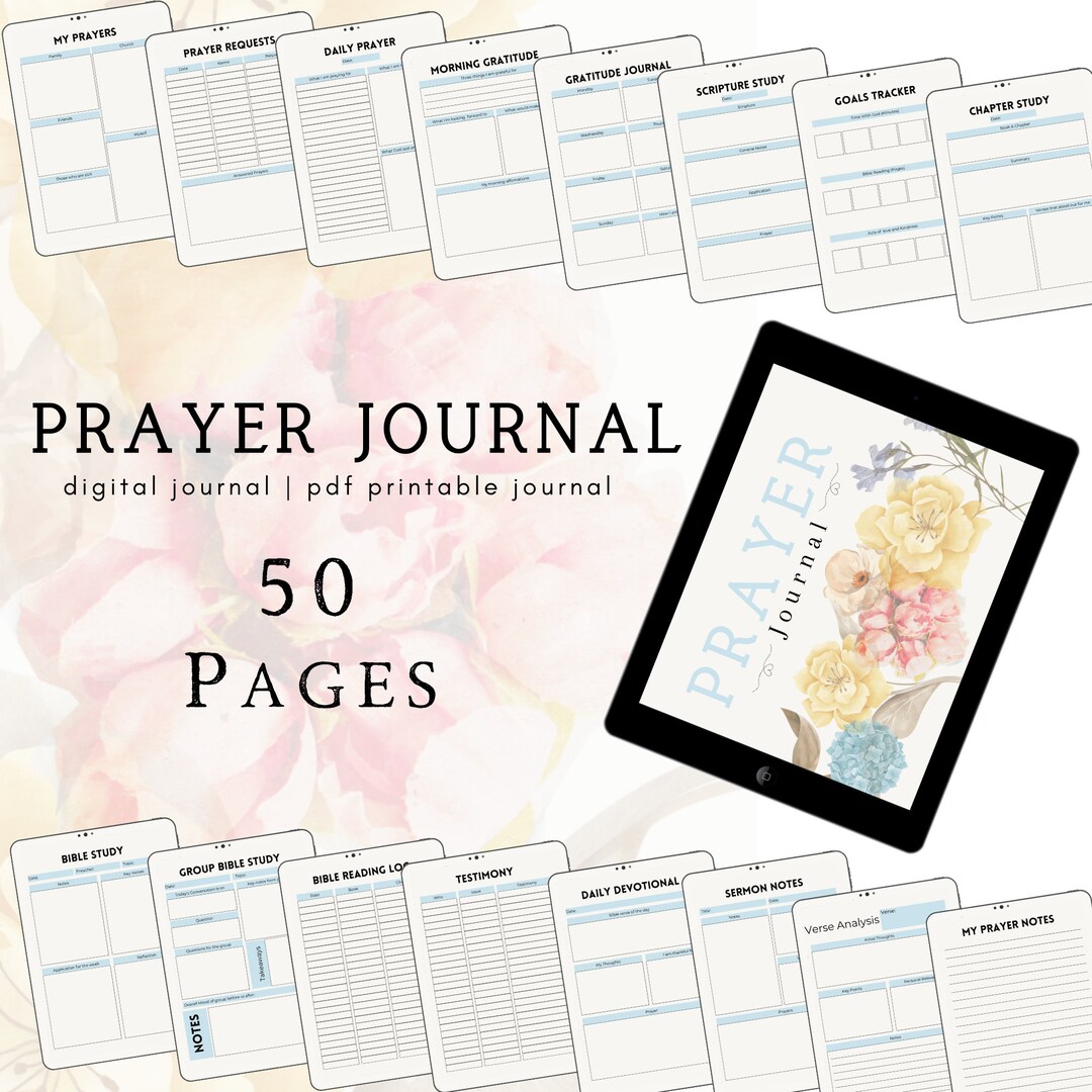 Christian Prayer Journal Printable: Gratitude & Bible Study (PDF) - Etsy
