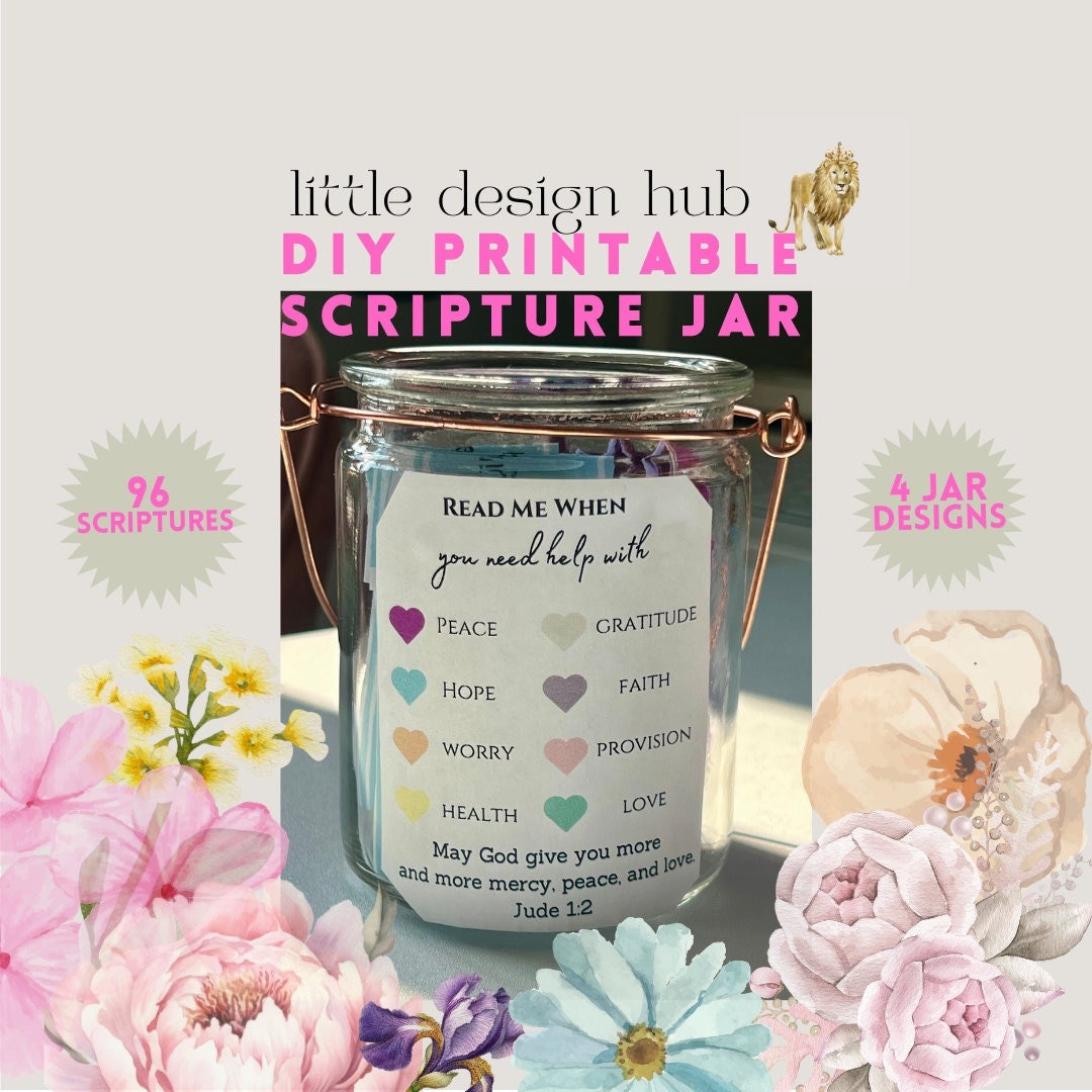 Scripture Jar Printables | DIY Bible Verse Notes | Printable Prayer Jar ...