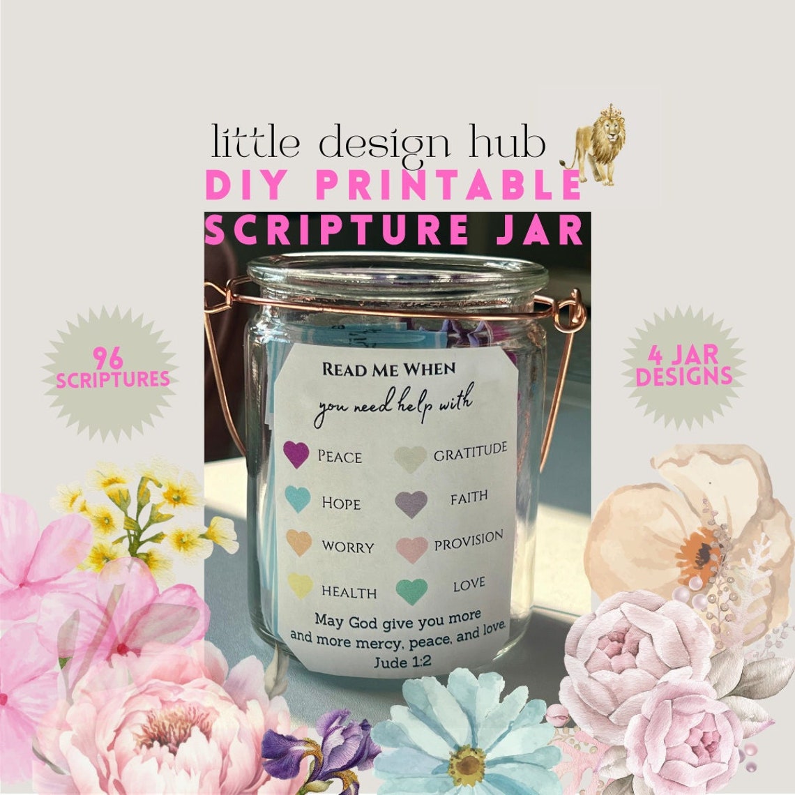 Scripture Jar Printables | DIY Bible Verse Notes | Printable Prayer Jar ...