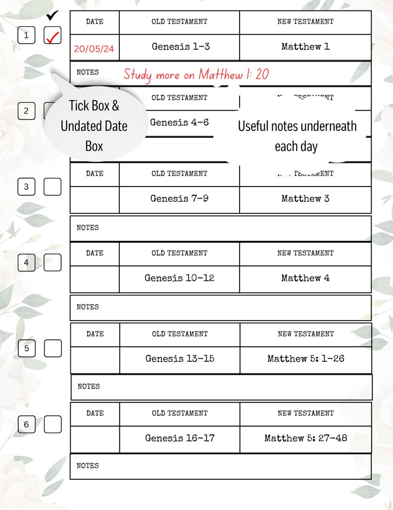 Bible Reading Plan, 365 Day Bible Plan, Digital Bible Plan, Printable ...