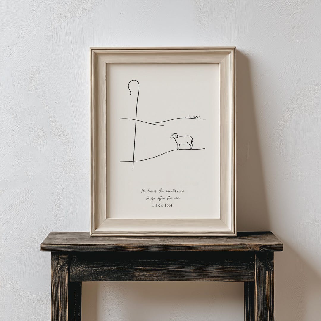 Luke 15:4 Lost Sheep Print - Minimalist Christian Wall Art (digital ...