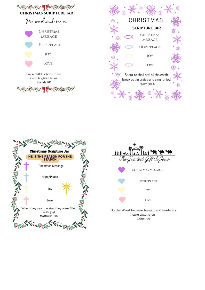 Christmas Scripture Jar Printables | DIY Bible Verse Notes | Printable ...