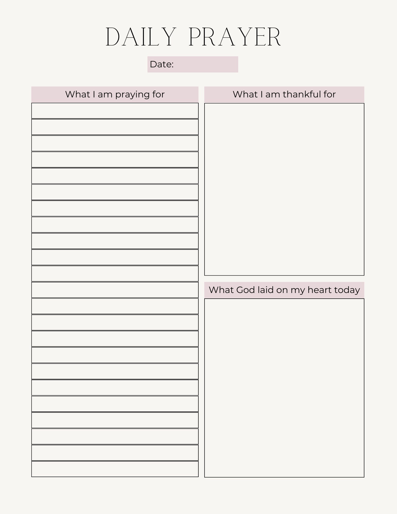 Prayer Journal Printable, A Gratitude Journal Ideal for Christians as a ...