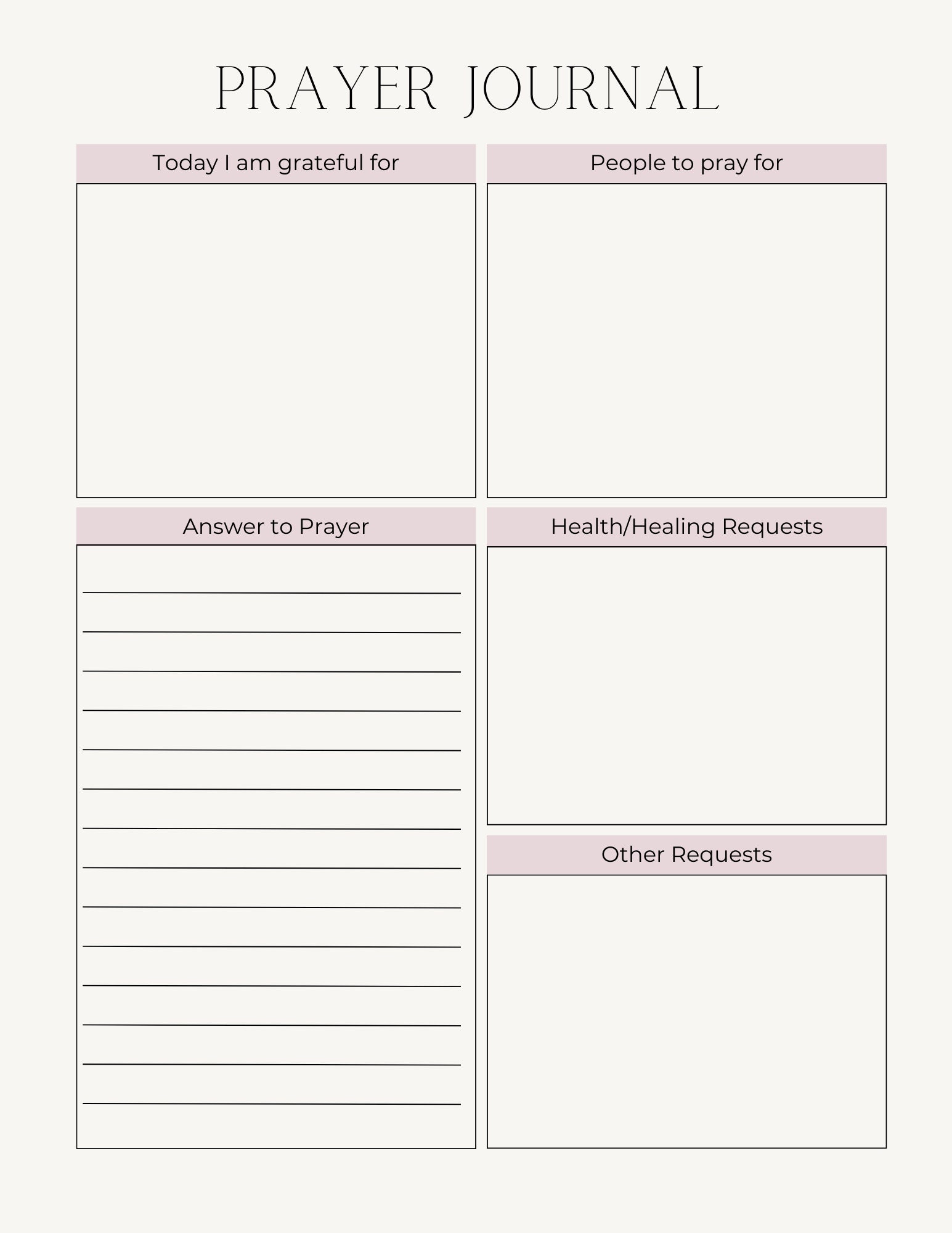 Prayer Journal Printable, A Gratitude Journal Ideal for Christians as a ...