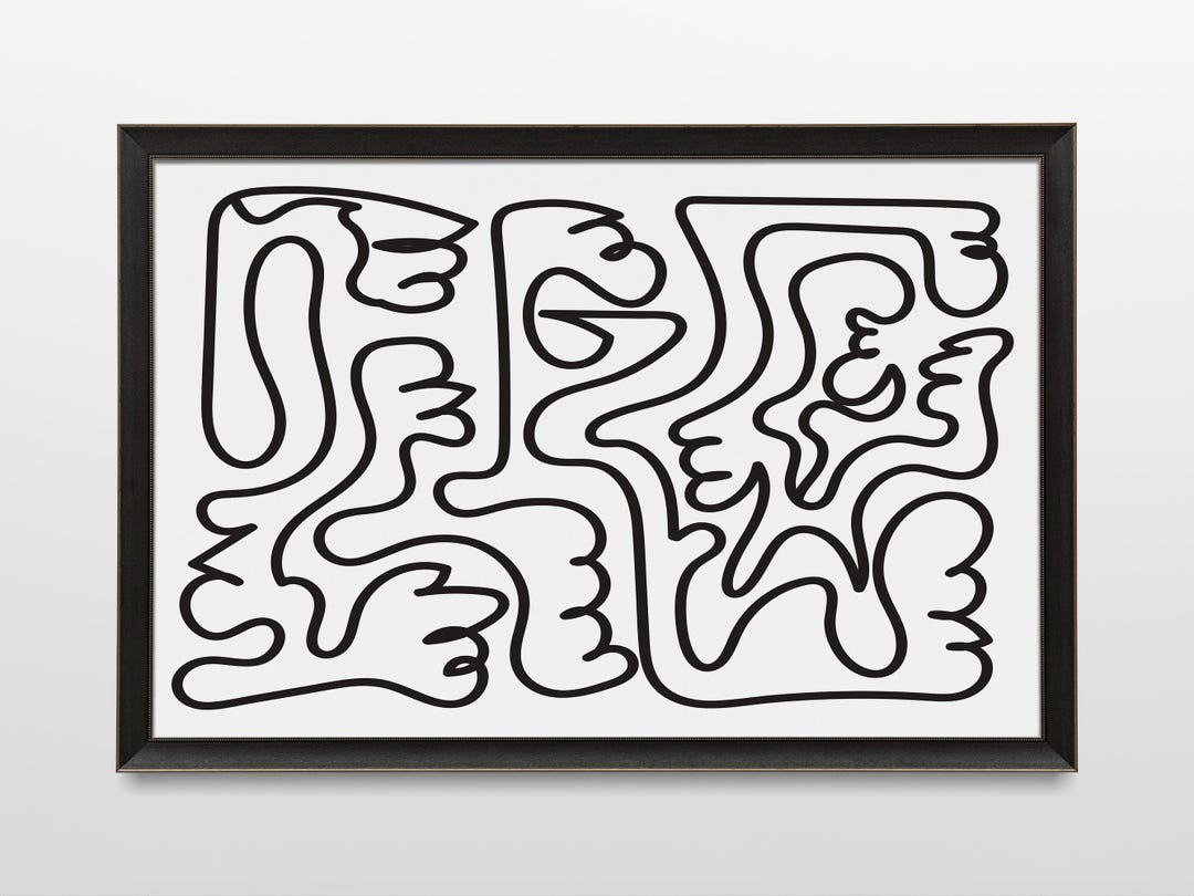 Modern Abstract Line Art – Black Continuous Line Drawing – Office and ...