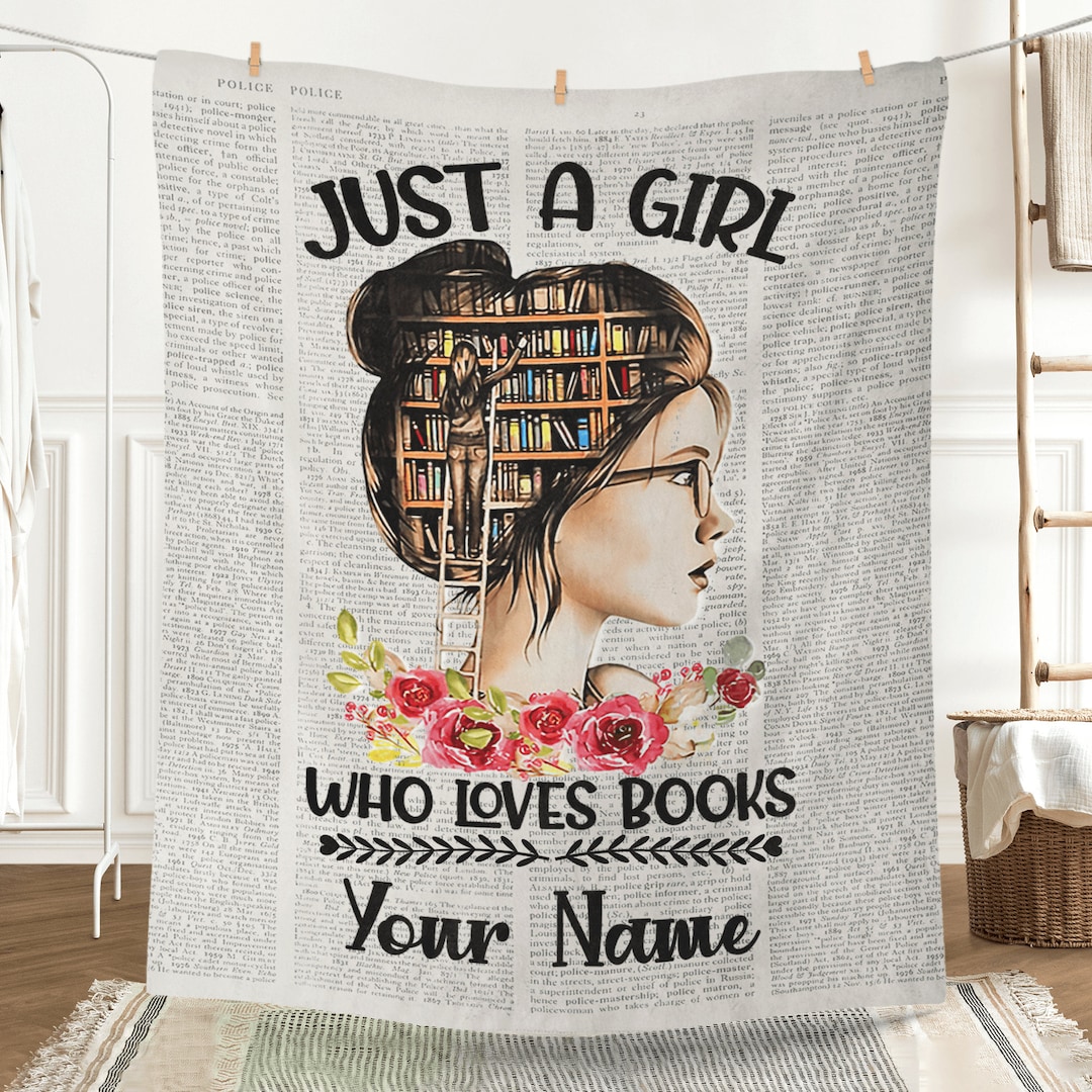 Personalized Fleece Blanket Customized Name Book Lover Girl Quote ...