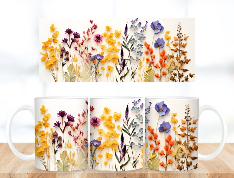 59 Pressed Flower PNG Mega Bundle, Wild Flower Mug, Pressed Flowers Mug ...