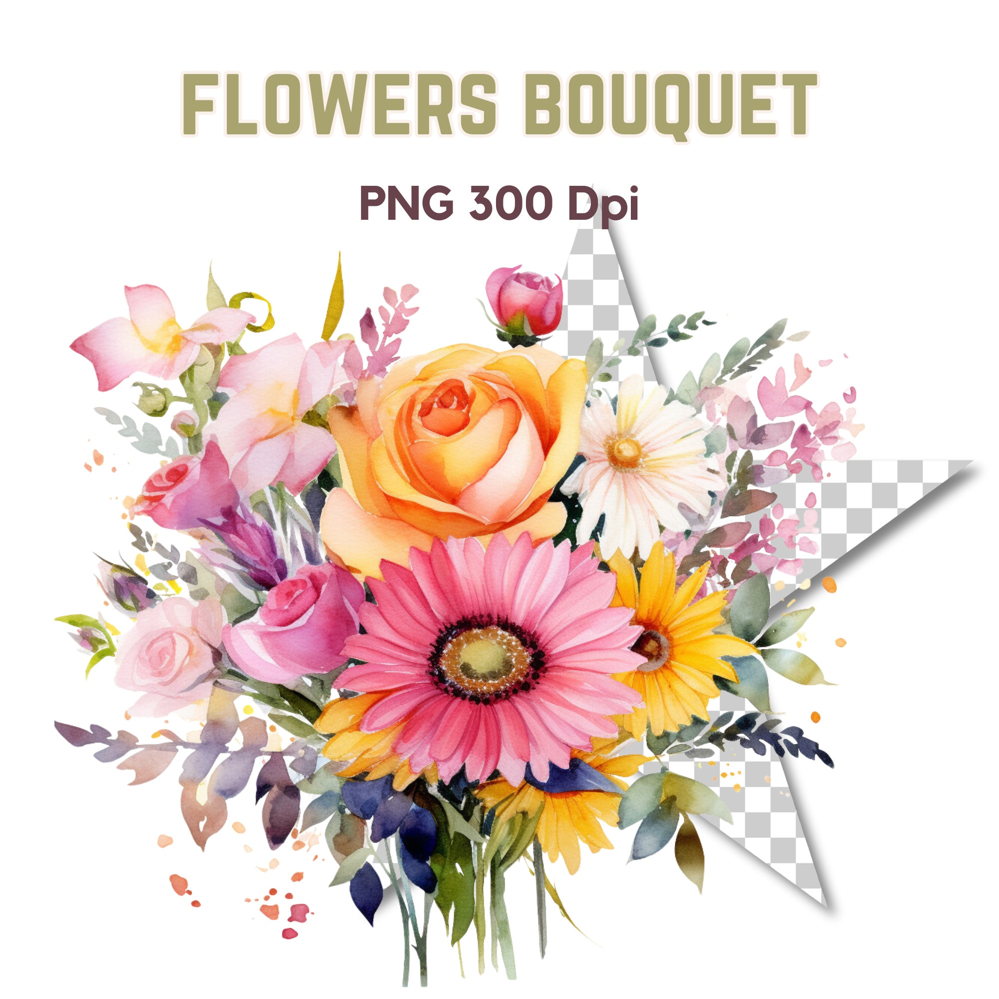 30 Floral Bouquet Art Watercolor, Vibrant Flower, Watercolor Floral ...