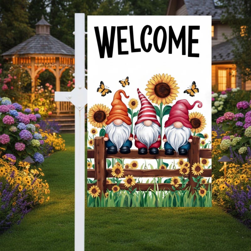 Cute Gnome Garden Flag - Etsy