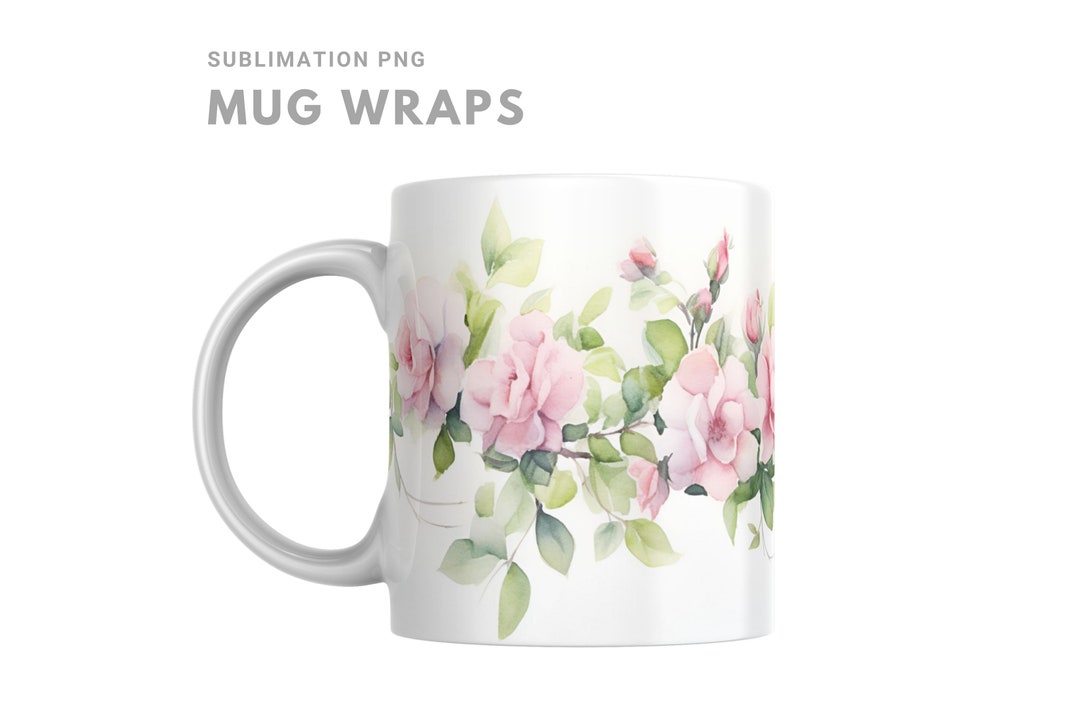 Floral Mug Template: Rose Watercolor Design (digital Download) - Etsy