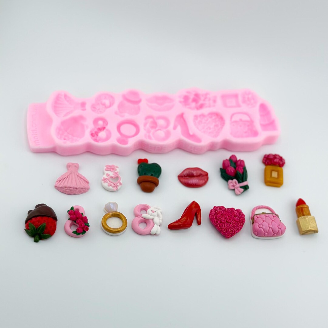 Love Theme Silicone Mold Set, Fondant Mold for Cake Toppers, Cute Candy ...