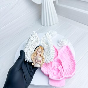 Angel Silicone Mold With Heart, Fondant Mold for Cake Topper or ...