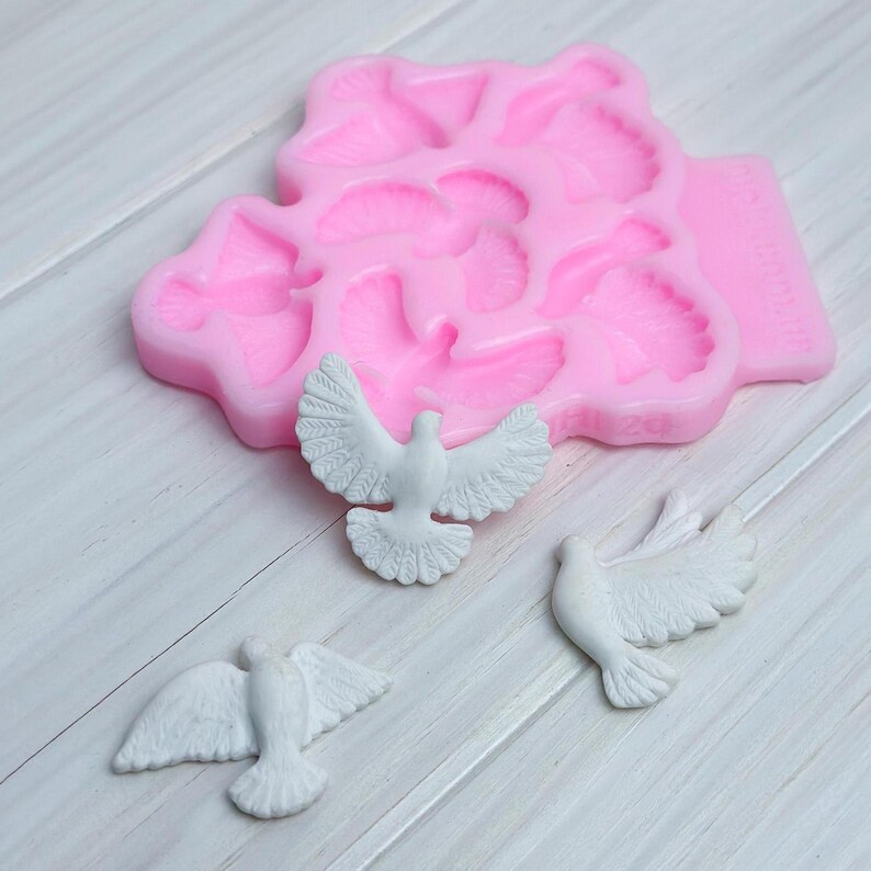 Silicone Mold With 6 Mini 2D Doves, Bird Mold for Fondant, Mold for ...