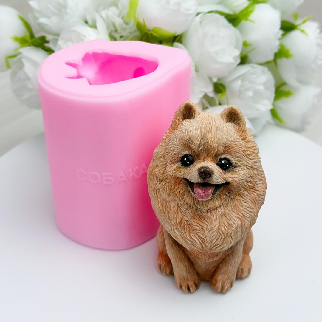 Silicone Mold 3D Pomeranian Dog, Cute Puppy Candle Mold, 3D Dog Mold ...
