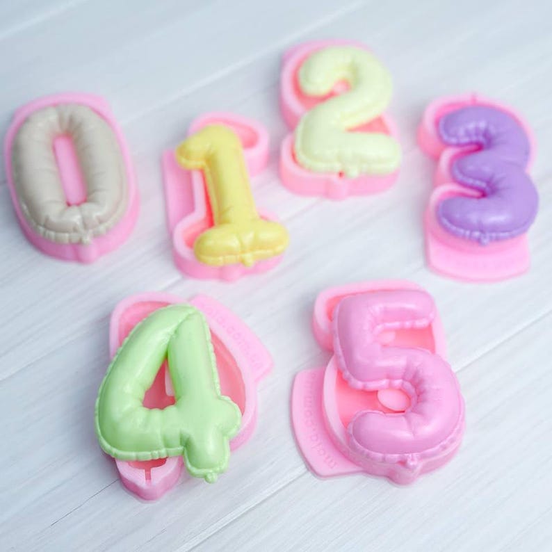 Balloon Numbers Set Silicone Mold, Birthday Decoration Mold, 0-9 ...