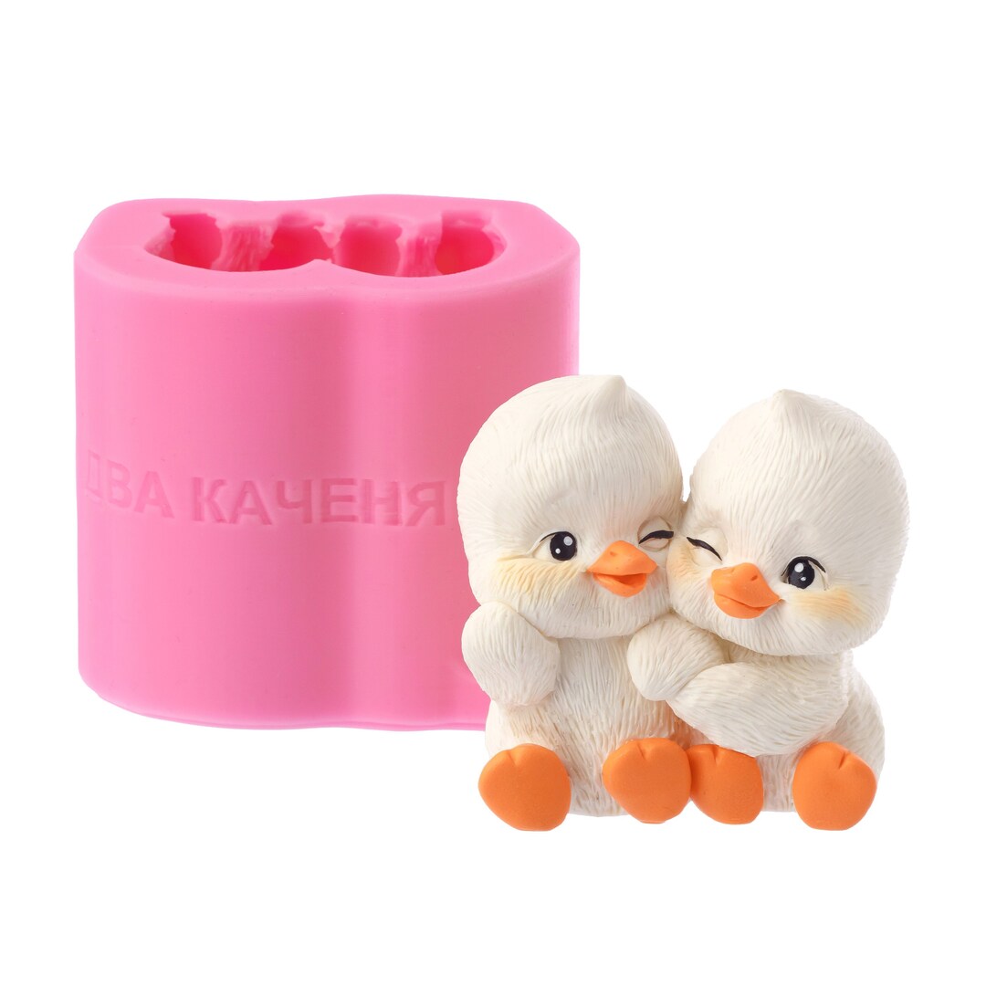 3D Little Duck Silicone Mold, Duckling Fondant Mold, Two Ducks Mold ...