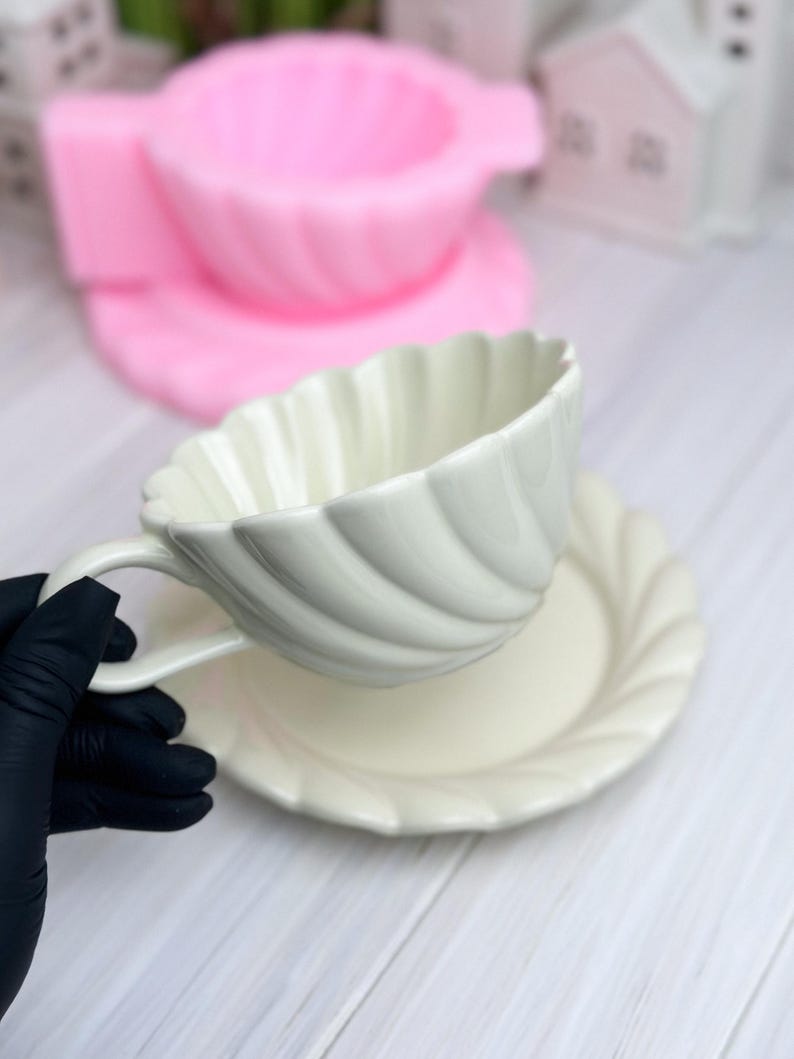 Teacup and Saucer Silicone Mold Set, Cup Mold for Making Fondant Decor ...