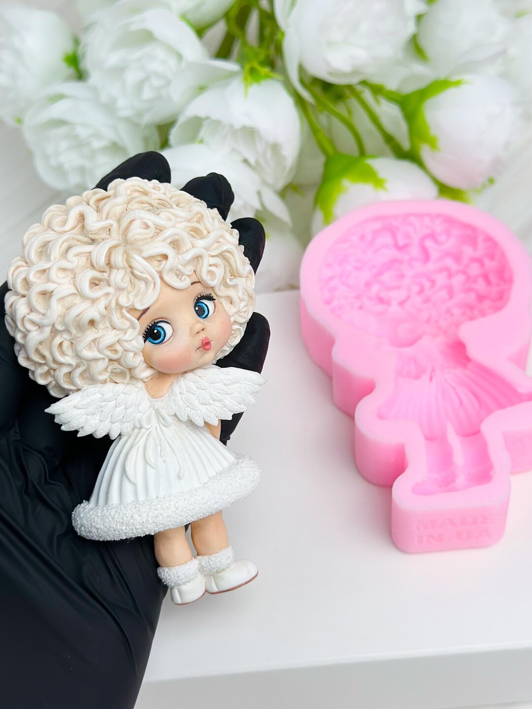 Silicone Mold Little Curly Angel, Baby Angel Mold for DIY Crafts, Girl ...