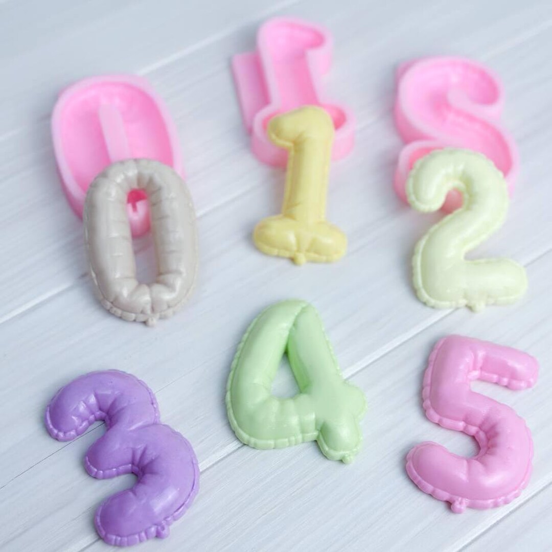 Balloon Numbers Set Silicone Mold, Birthday Decoration Mold, 0-9 ...