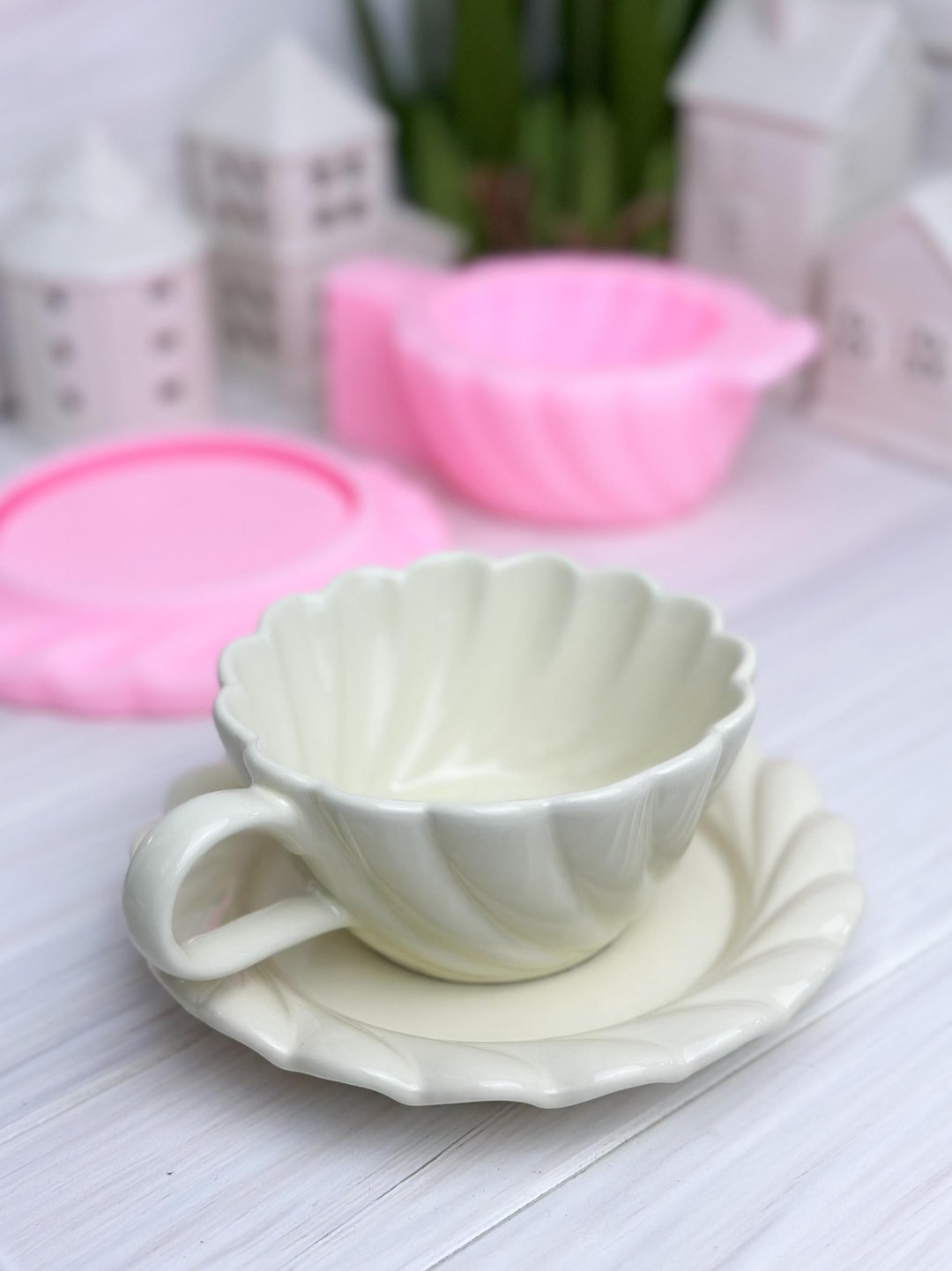 Teacup and Saucer Silicone Mold Set, Cup Mold for Making Fondant Decor ...