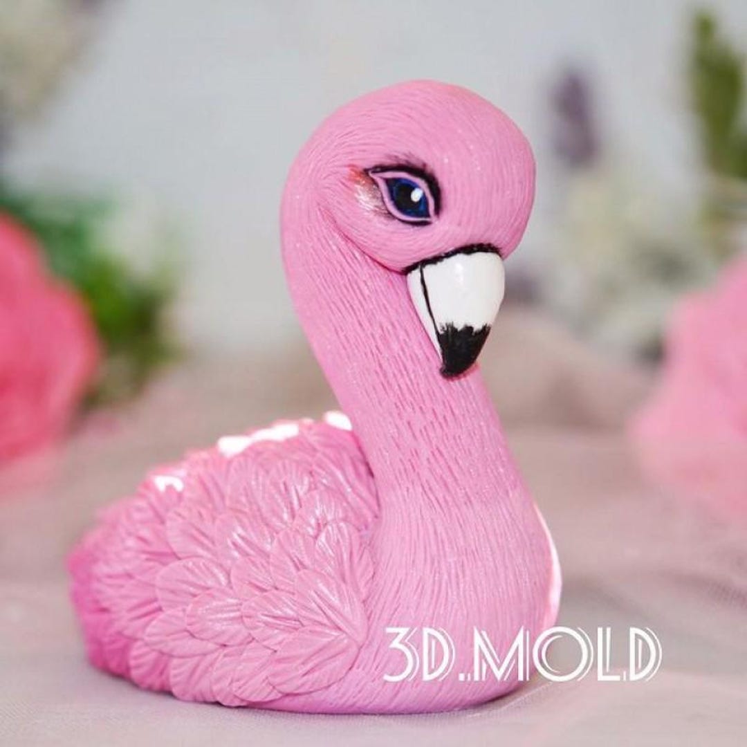 3D Flamingo Silicone Mold, Cute Bird Resin Mold, Baby Flamingo Figure ...