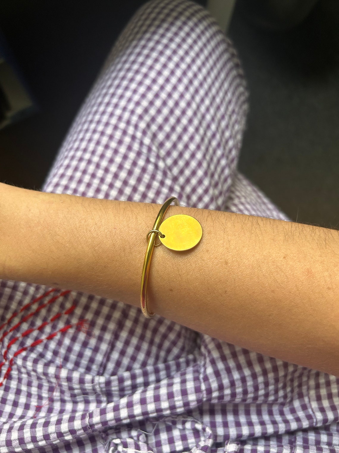 Rigid Bangle Bracelet in Gold or Silver Stainless Steel - With Star ...