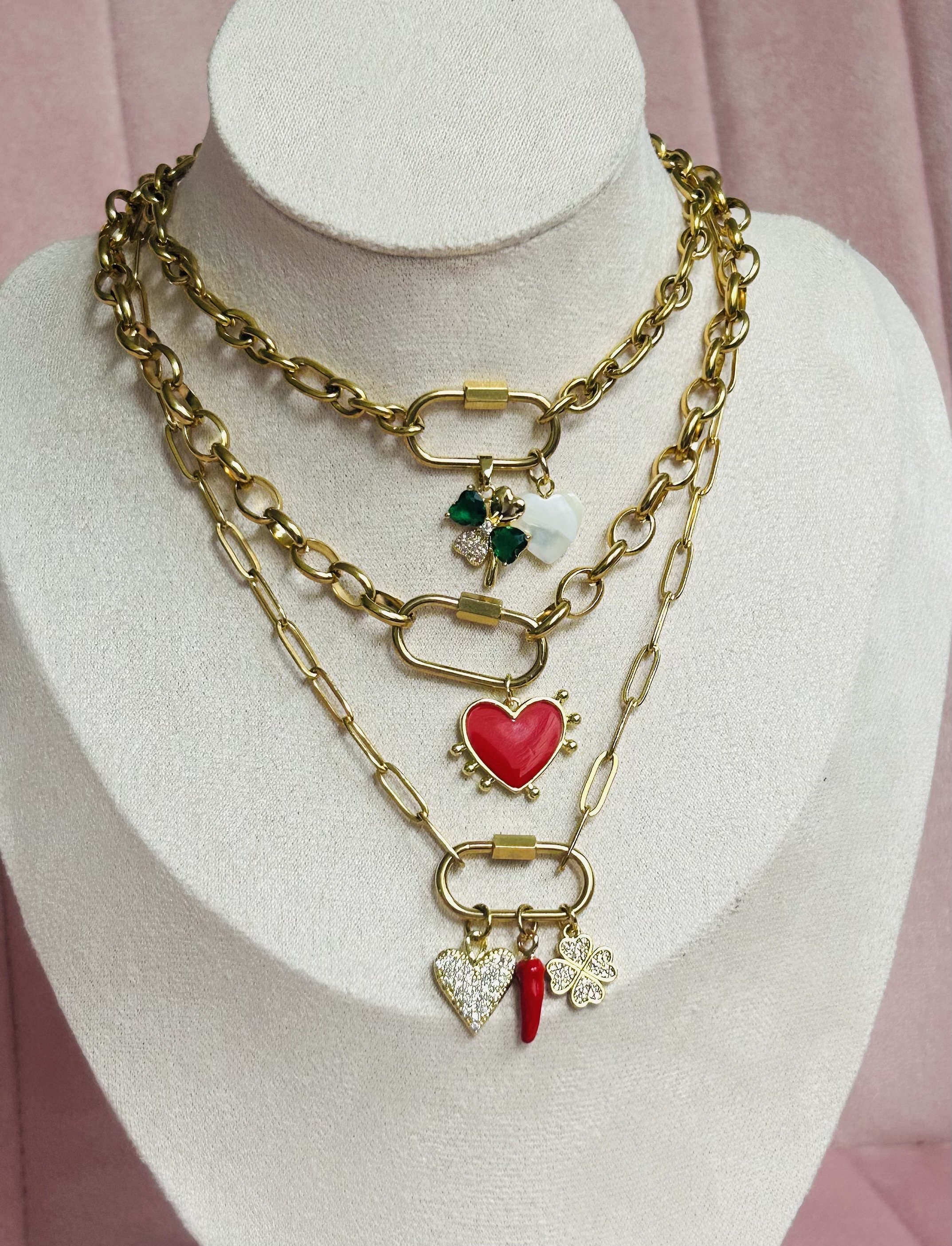 Personalized Large Link Charm Necklace - Large Charm Necklace ...