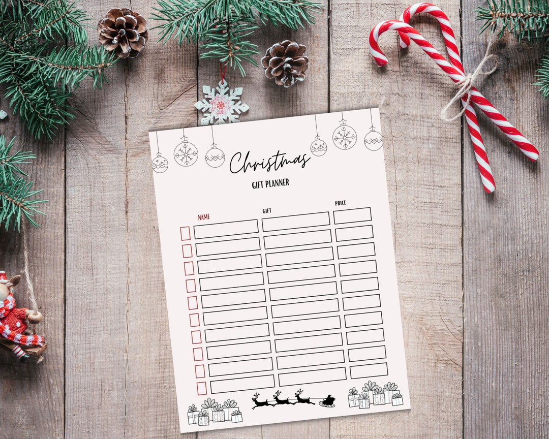 Christmas Gift Planner, Printable Christmas Shopping List, Christmas ...