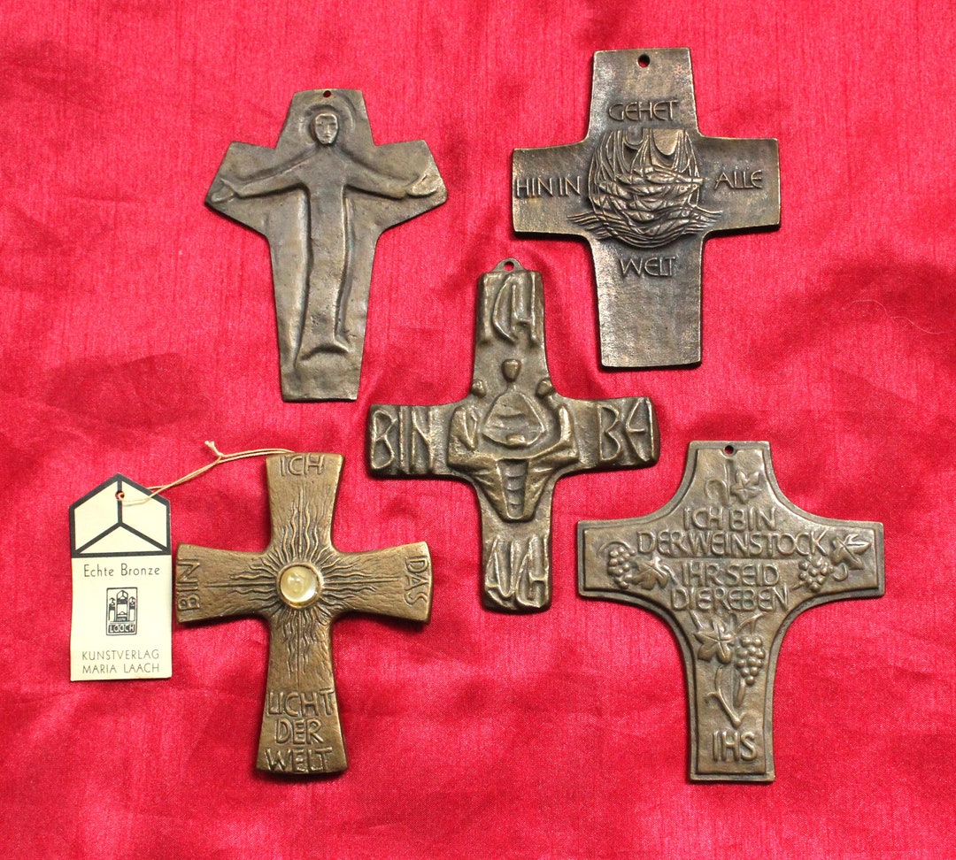 Set of 5 Vintage German Brass Crosses Christianity - Etsy