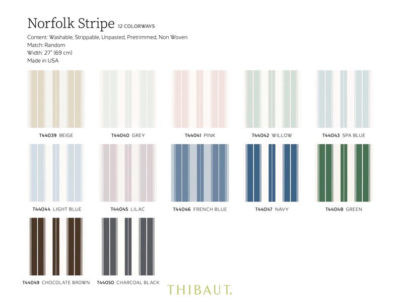 Thibaut Norfolk Stripe Wallpaper - Etsy
