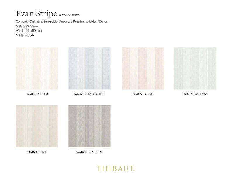 Thibaut Evan Stripe Wallpaper - Etsy