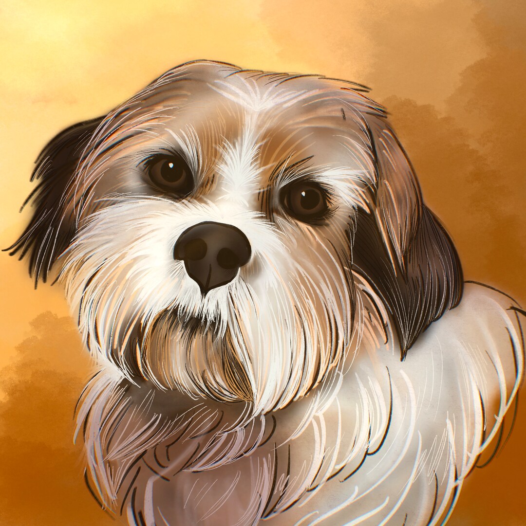 Digital Hand Drawn Dog Portrait Memorial Pet Painting - Etsy