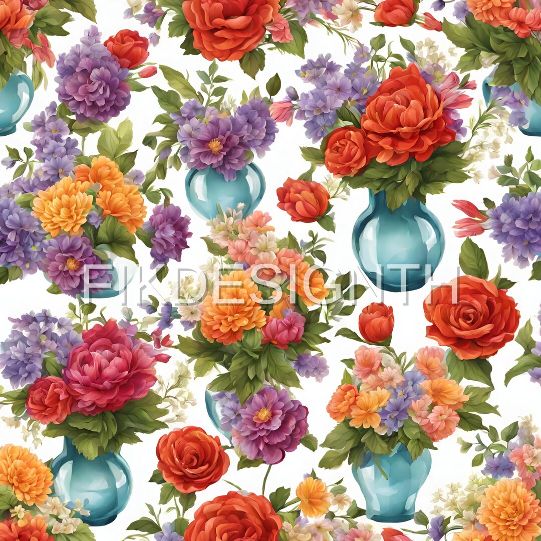 Flower Pattern Flower Vase -1PNG -digital Download - Accompanying Media ...