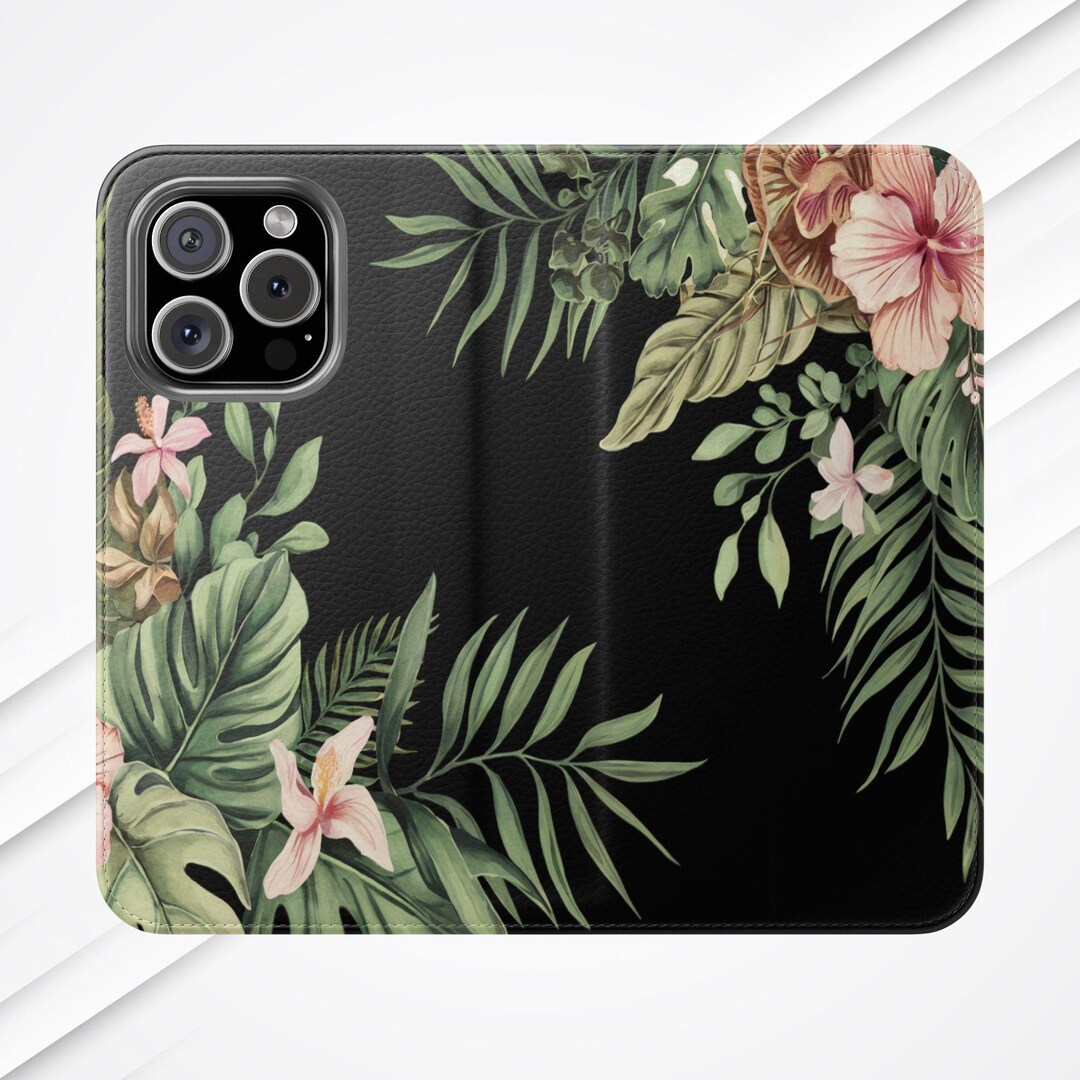 Exotic Tropical Leaves and Flowers Stylish Nature Design Flip Phone ...