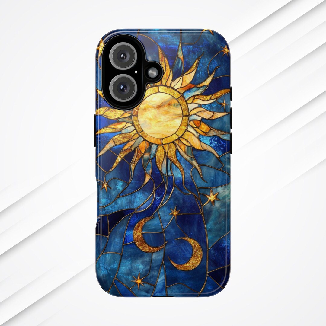 Stained Glass Celestial Moon Design Phone Case, Tough Cover, Protective ...