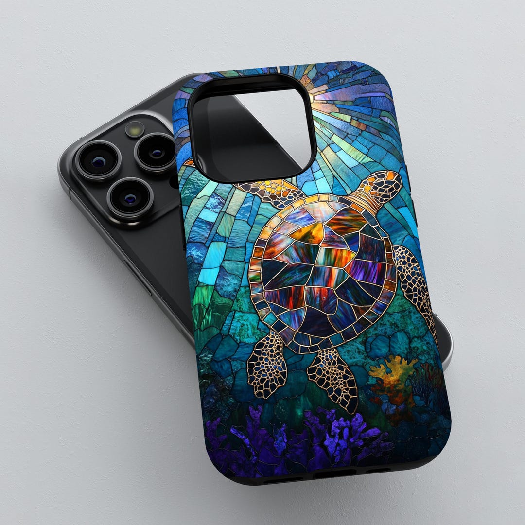 Stained Glass Sea Turtle Phone Case, 3D Ocean Tough Cover - Etsy