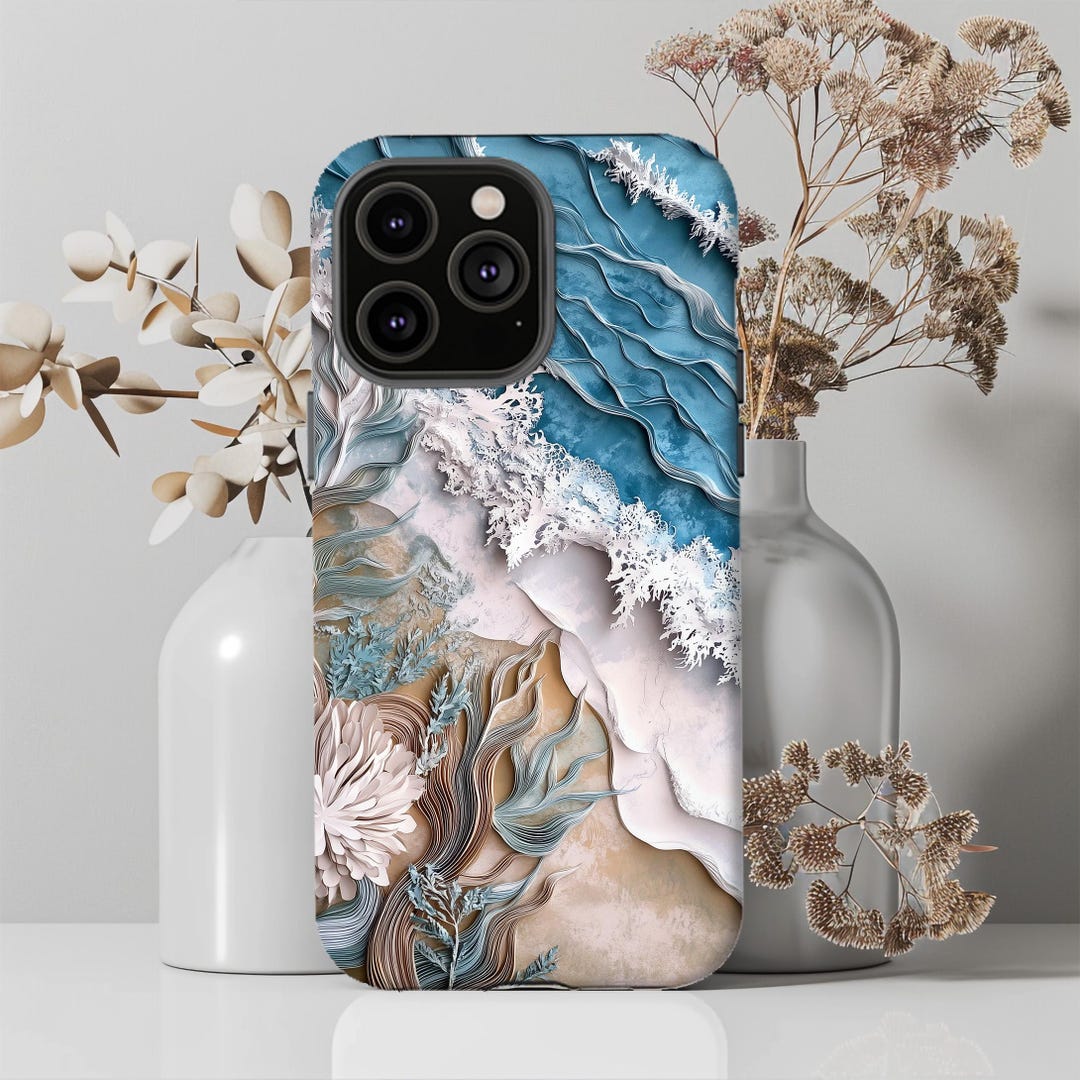Personalized Coastal Boho Ocean Phone Case, 3D Customizable Effect ...