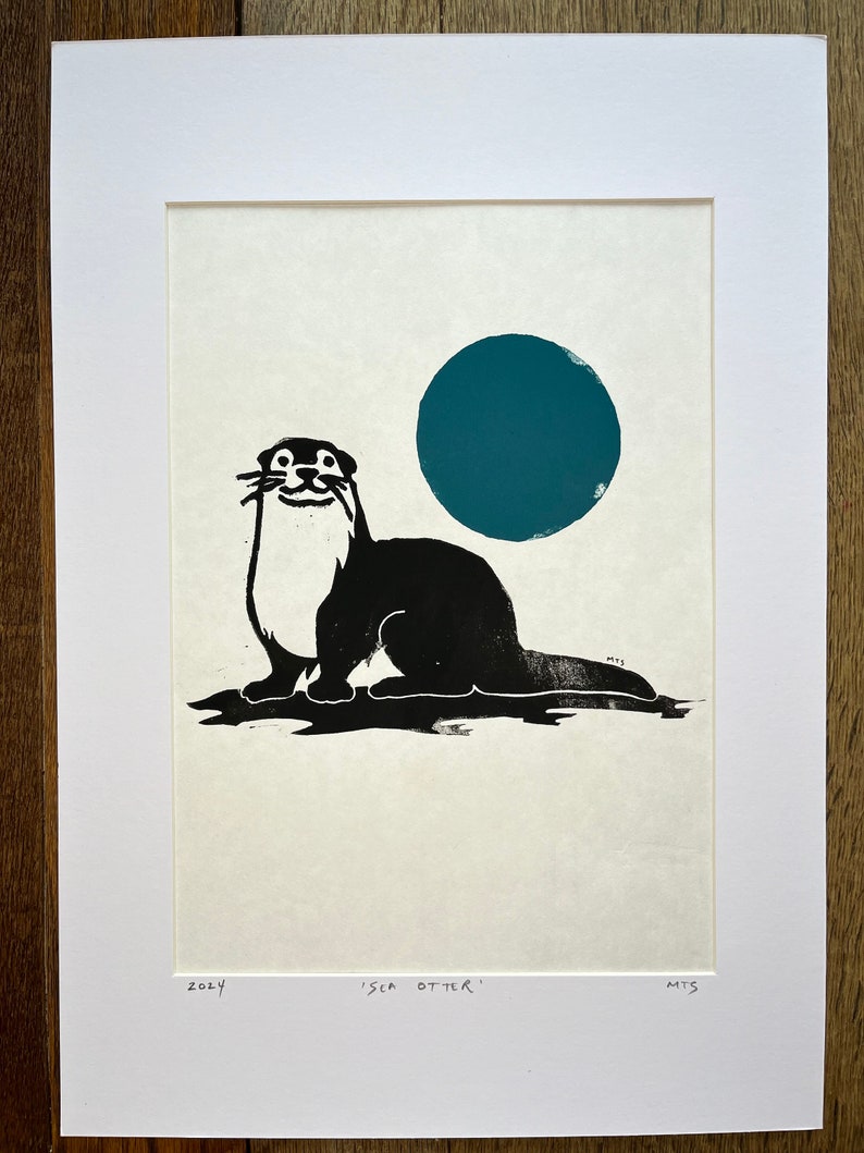 Sea Otter // Coastal Collection // Original Linoleum Relief Block Print ...