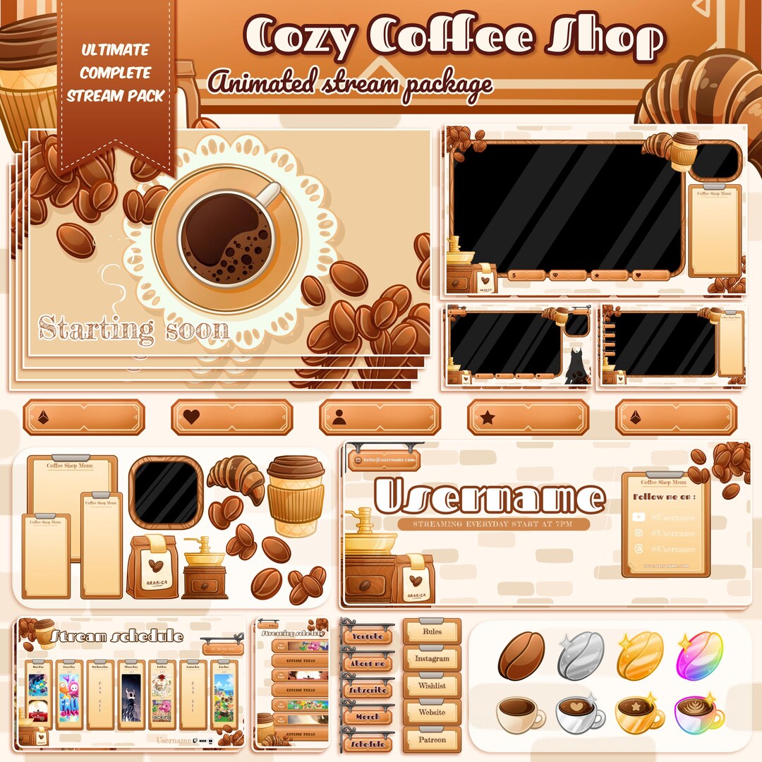 No AI Cozy Coffee Shop ULTIMATE Full Stream Package. Vintage Cafe ...