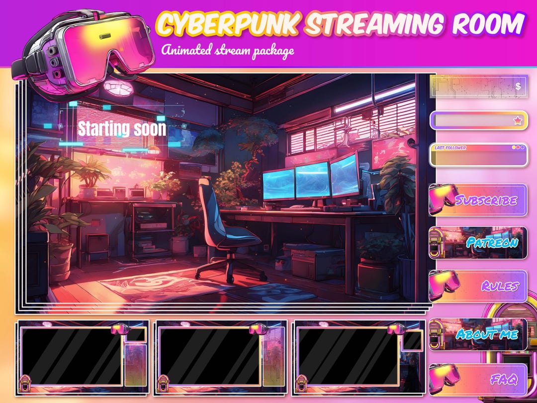 Cyberpunk Streaming Room: Animated Twitch Stream Package (digital ...