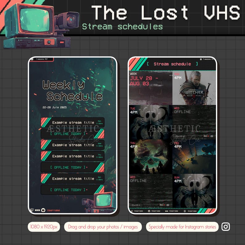 80's Retro Stream Schedule Template: Analog Horror Vtuber Canva ...