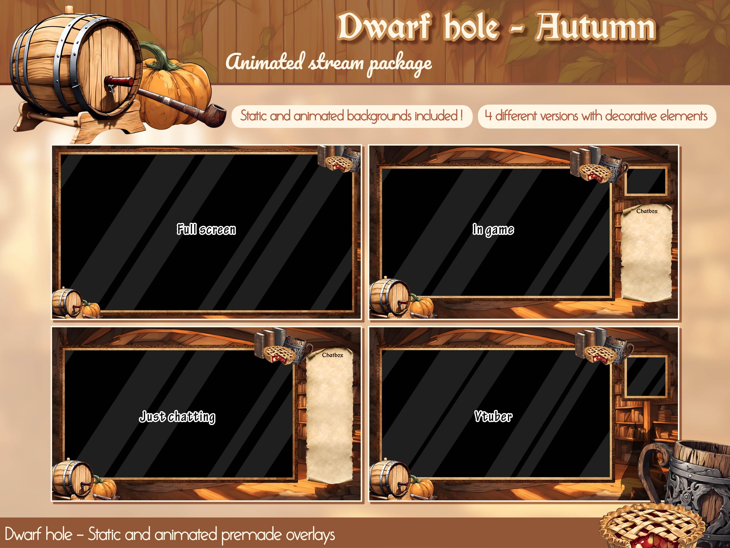 Dungeon and Dragons Twitch Overlay: Cottagecore Dwarf Hole, Autumn ...
