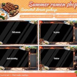 Summer Ramen Shop Twitch Animated Overlay Pack. Twitch Panels, Stream ...