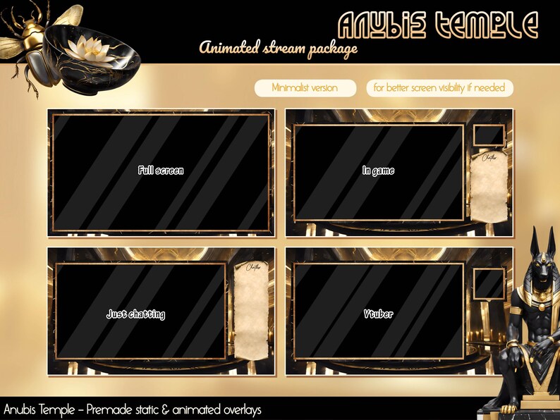 Anubis Temple Animated Twitch Stream Package: Pharaoh - Egyptian Gods ...