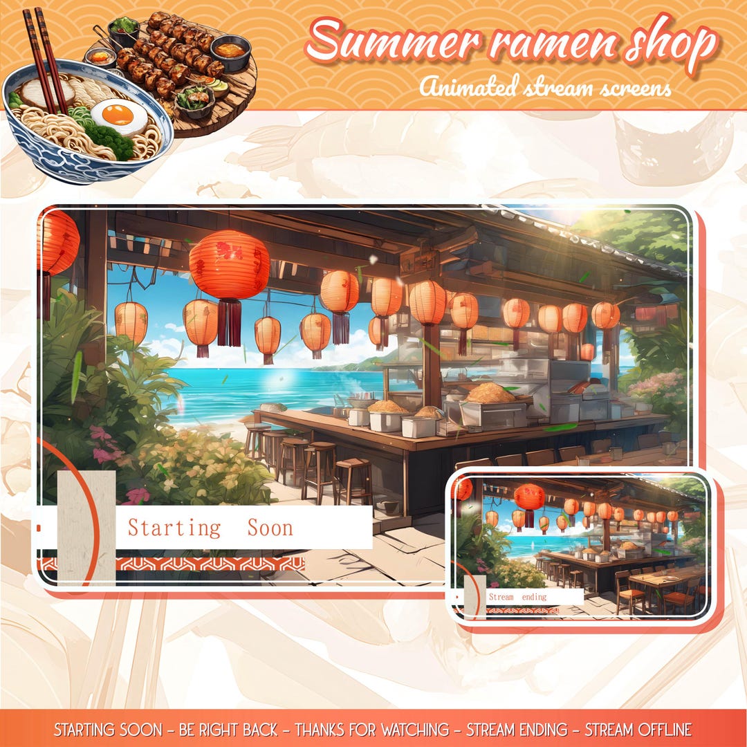 Japanese Ramen Shop Streaming Background. Japan Food Stream Screen ...