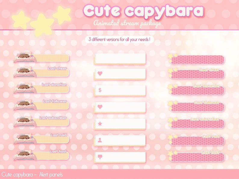 Lovely Capybara Twitch Animated Overlay Pack. Pastel Pink Stream ...