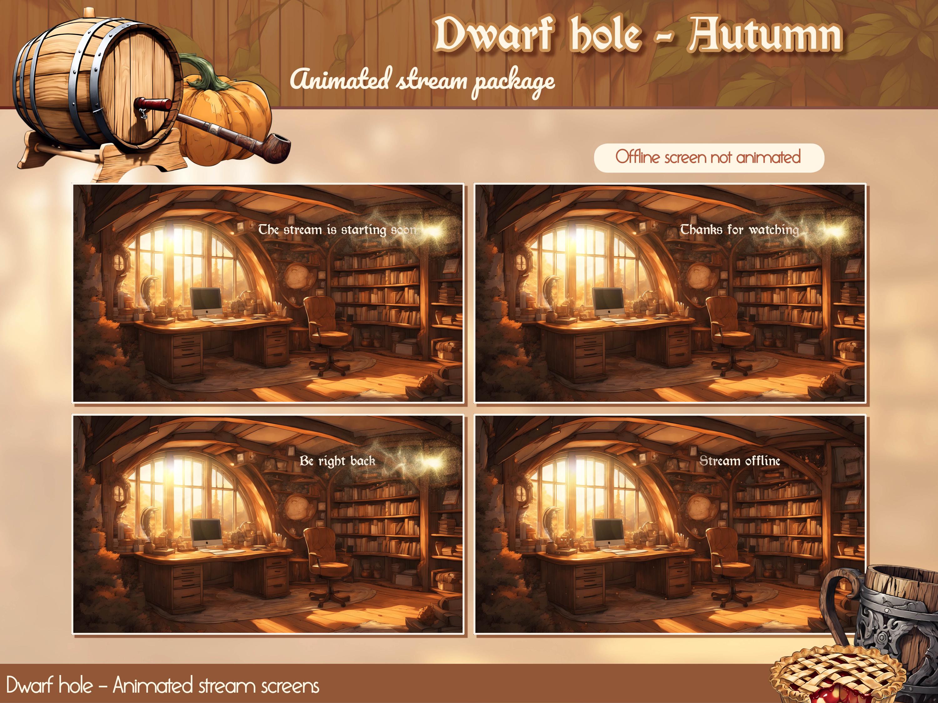 Dungeon and Dragons Twitch Overlay: Cottagecore Dwarf Hole, Autumn ...