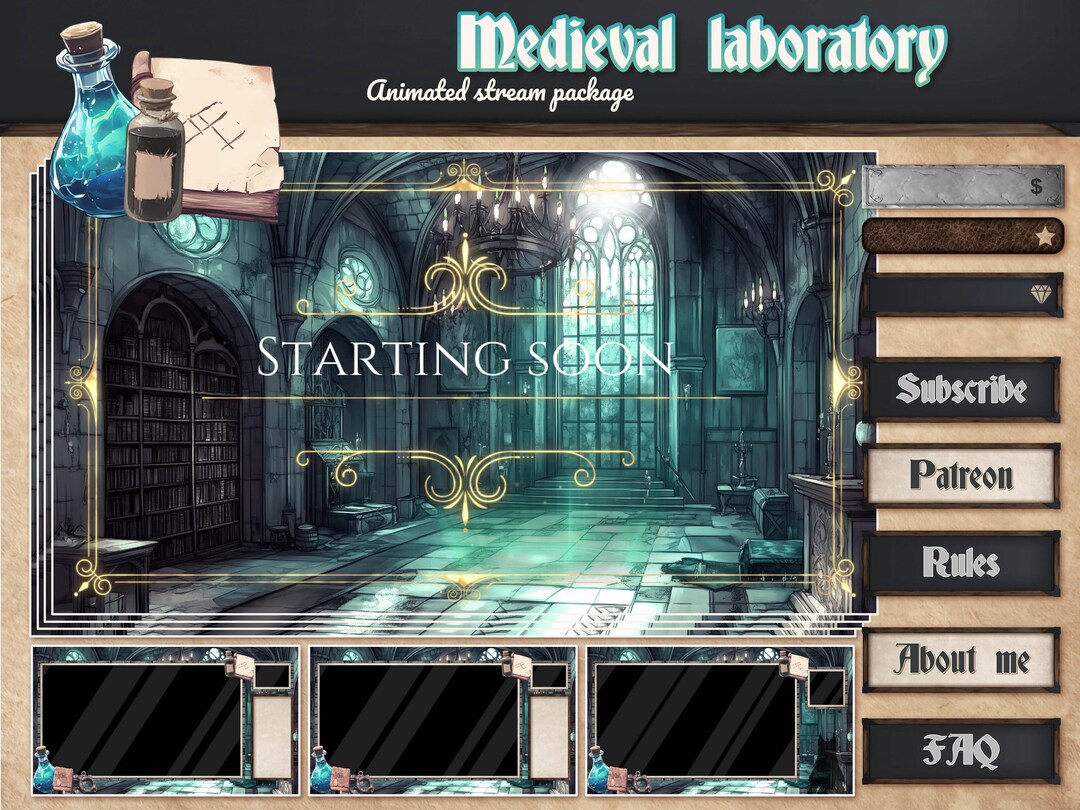 D&D Medieval Laboratory Animated Twitch Overlay Package (digital ...