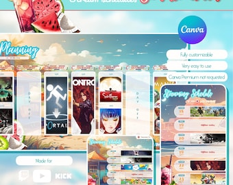 Summer Beach Stream Schedule: Tropical Vtuber Template (canva) - Etsy