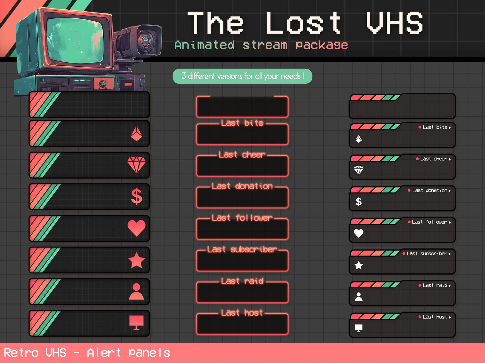 Retro Horror Twitch Overlay Package: Animated VHS Stream Assets ...